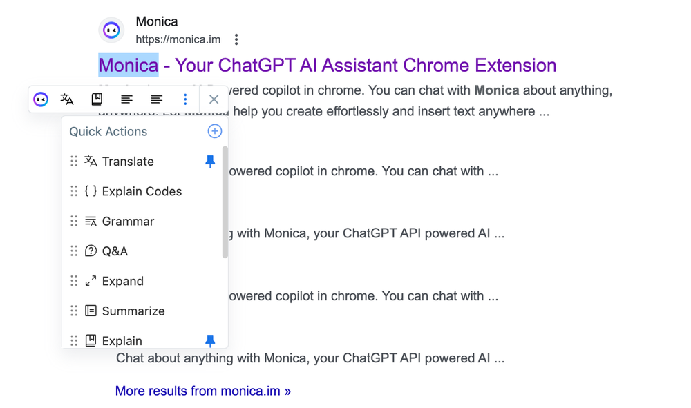 Monica ChatGPT Assistant - Use AI Everywhere